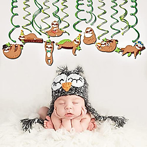 15pcs Sloth Party Hanging Swirls Decorations Sloth Theme Ceiling Streamer for Birthday Party Supplies Baby Shower Favor Spiral Ornaments