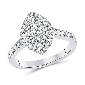 The Diamond Deal 14kt White Gold Marquise Diamond Halo Bridal Wedding Engagement Ring 1/2 Cttw