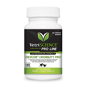 VetriScience DevCor + Mobility Pro - Supplement Supports Joint Health Maintenance for Dogs & Cats - Aids Against Joint Discomfort - Supplement Formula Aids Mobility & Flexibility - 180 Capsules