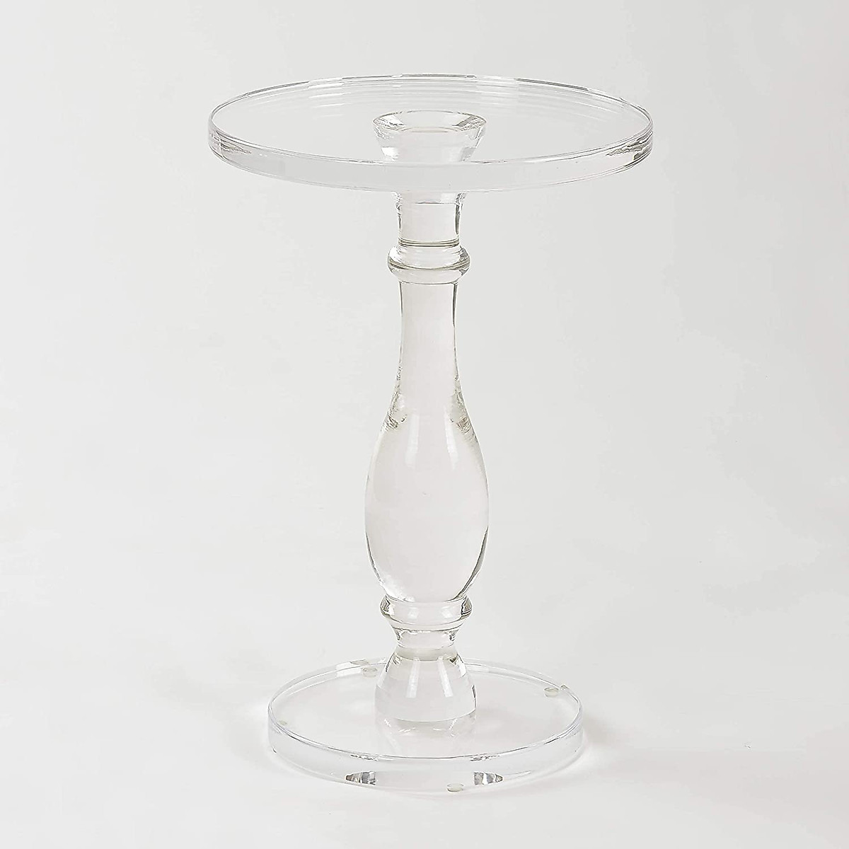 LIKENOW Acrylic End Table,Acrylic Side Table,Modern Nightstand with Clear Small Round Top and Solid Post for Living Room,Bedroom and Lobby 13.5x13.5x19.5 High inches