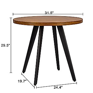 Comfy to go Round Dining Table, 31.5" Small Kitchen Table for 2-4 Person, Mid Century Modern Dining Table with 1.4" Thickness Wood Grain Tabletop for Dining, Living Room, Small Space (Brown)