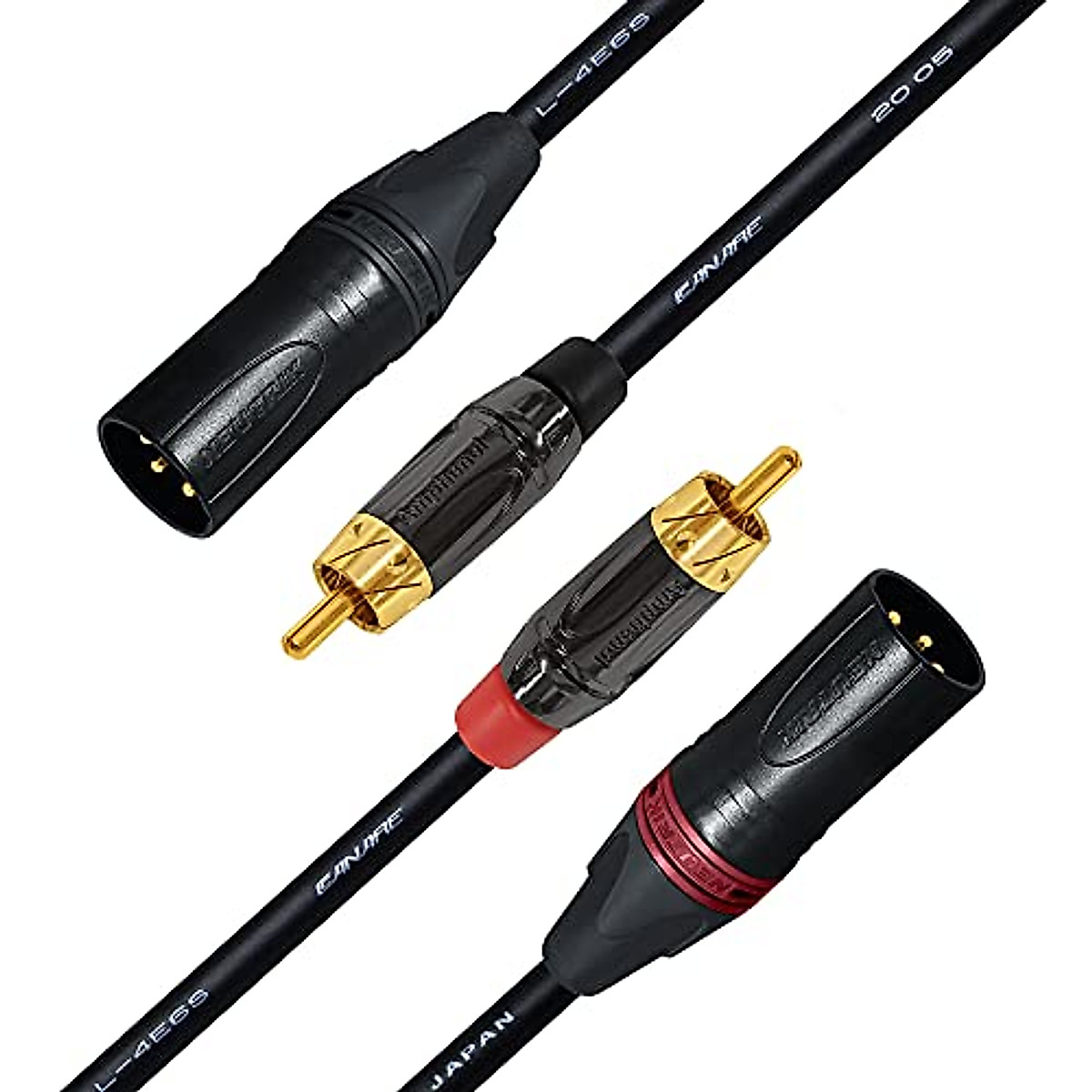 WORLDS BEST CABLES 1.5 Foot - RCA to XLR (Male) Cable Pair - Canare L-4E6S Star-Quad Audio Interconnect Cable & Amphenol ACPL RCA & Neutrik Male XLR Gold Plugs - CUSTOM MADE