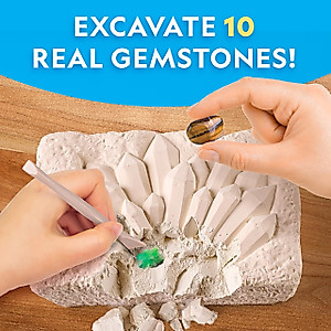 NATIONAL GEOGRAPHIC Gemstone Dig Kit – Dig Up 10 Real Gemstones and Crystals, Science Kit for Kids, Gem Digging Kit, Gift for Girls and Boys, Mining Kit, Rock Collection