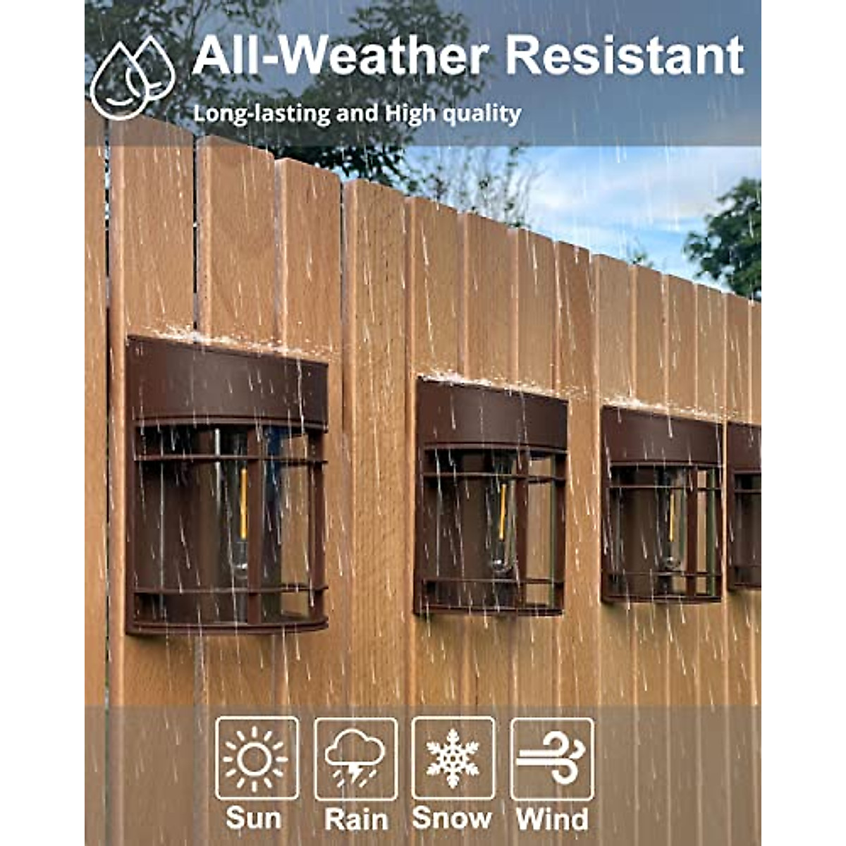 DOESLAG Solar Fence Lights, 8 Pack Deck Lights Waterproof Solar Outdoor Lights for Garden Fence Post Backyard Decor, Brown