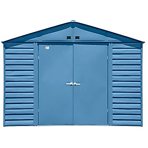 Arrow Shed Select 10' x 14' Outdoor Lockable Steel Storage Shed Building, Blue Grey