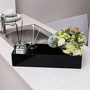 IEEK Toilet Paper Holder with Storage Acrylic Toilet Basket,Modern Toilet Tank Tray with Non-Slip Mat,Basket for Toilet Tank Top Black Decor for Bathroom,Vanity, Bedroom,Entryway,Living Room