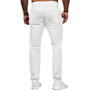 HUNGSON Men Skinny Slim Fit Casual Jeans Dyeing Stretch Straight Fashion Denim Pants(White,38)
