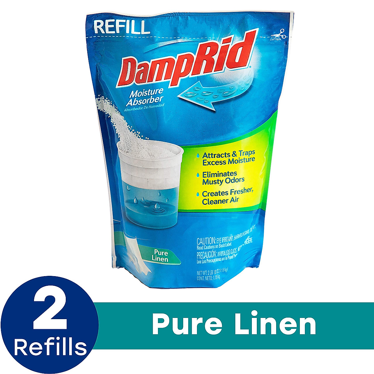 DampRid Pure Linen Moisture Absorber - 42 oz. Refill Bag – Attracts & Traps Moisture for Fresher, Cleaner Air