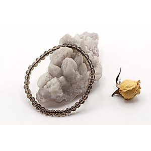 LTC Designs 4 mm Smooth Round Smoky Quartz Stretch Bracelet, 7" for Men, Women,and Teen.s Considered a Powerful Protective Stone