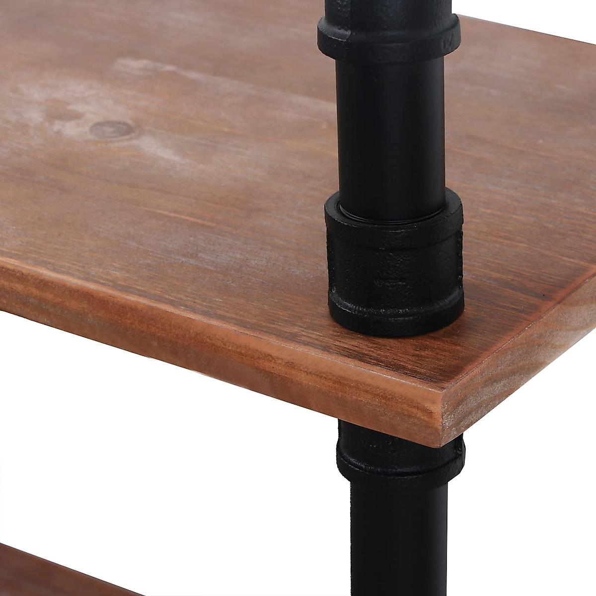 HouseAid 3 Tier Industrial Pipe Etagere Bookcase, Rustic Farmhouse Standing Shelf, Real Pine Wood Open Shelves for Living Room, Bathroom and Kitchen, Wall Mounted, Matte Black (39.4”×31.5”×11.8”)