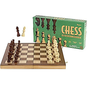 Regal Games 15 Inch Wooden Chess Set - 2 Extra Queens - Folding Board, Portable Chess Board Game Sets with Staunton Game Pieces Storage Slots - Chess Set for Kids and Adults