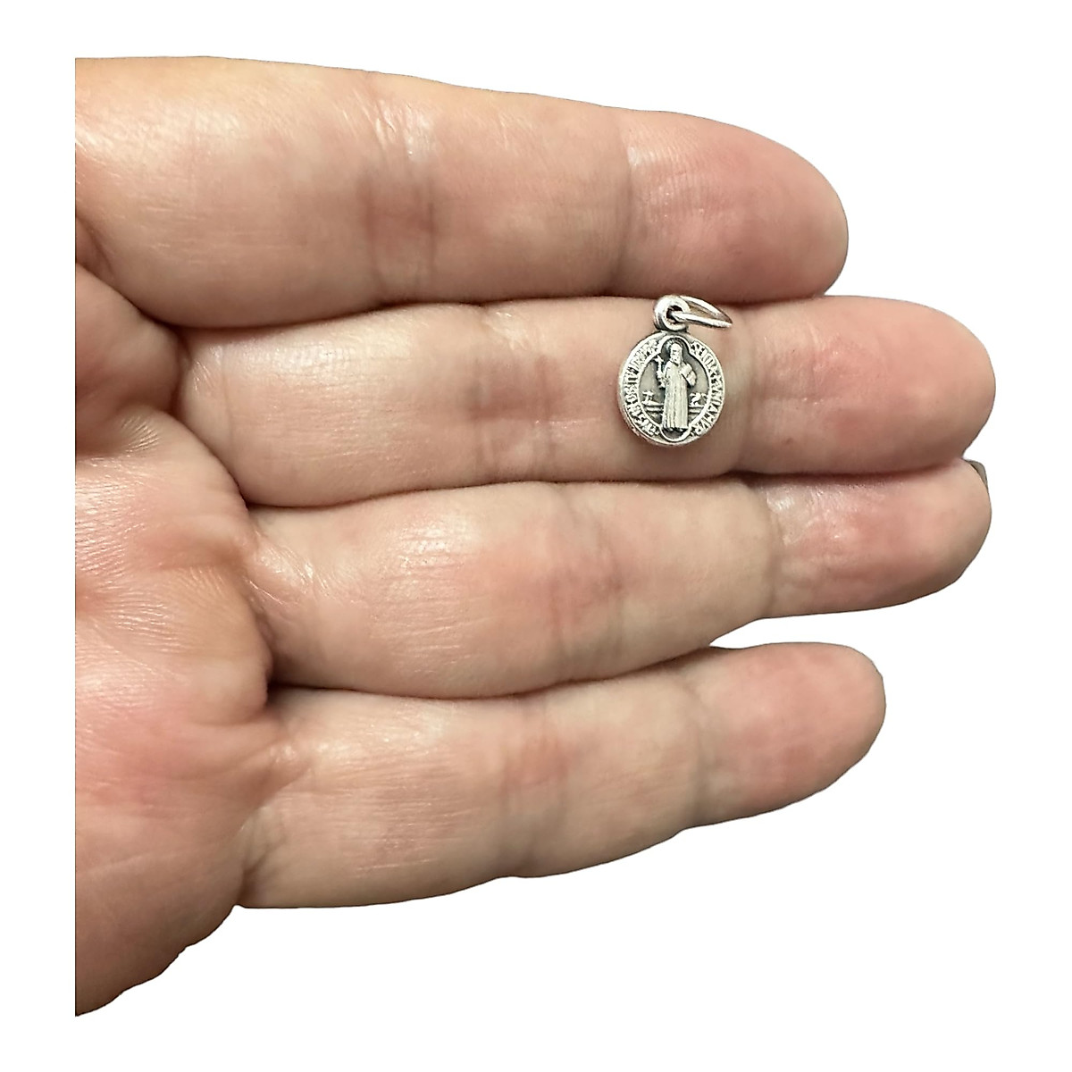 Catholica Shop Lot of 12 Mini Antque Silver Tone St Benedict Protection Medals - Mini