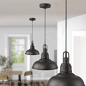 zeyu Farmhouse Pendant Light, 1-Light Industrial Hanging Light Fixture 11-inch, Oil Rubbed Bronze Finish, 016-1 ORB