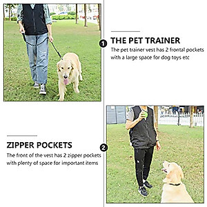 POPETPOP Dog Handler Training Vest with Multi Pockets Professional Dog Trainer Cloth Pet Owner Vest for Adults Size L