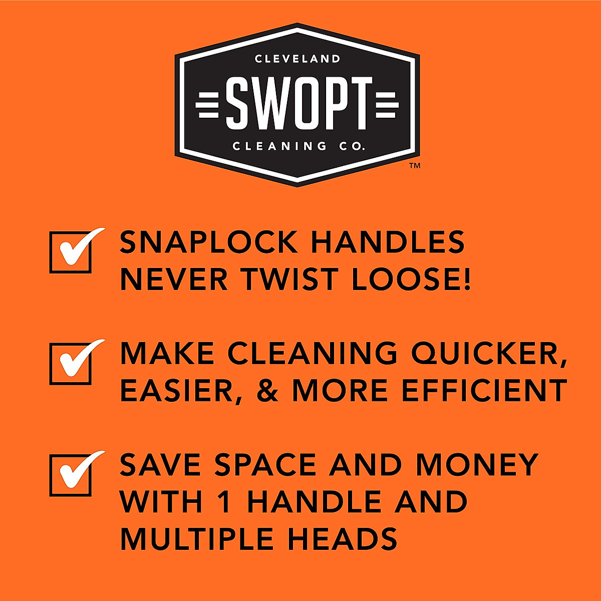 SWOPT Cotton Mop Head — Cleaning Head Interchangeable with All SWOPT Cleaning Products for More Efficient Cleaning and Storage — Great to Use on Wood, Laminate or Tile Floors, Machine Washable