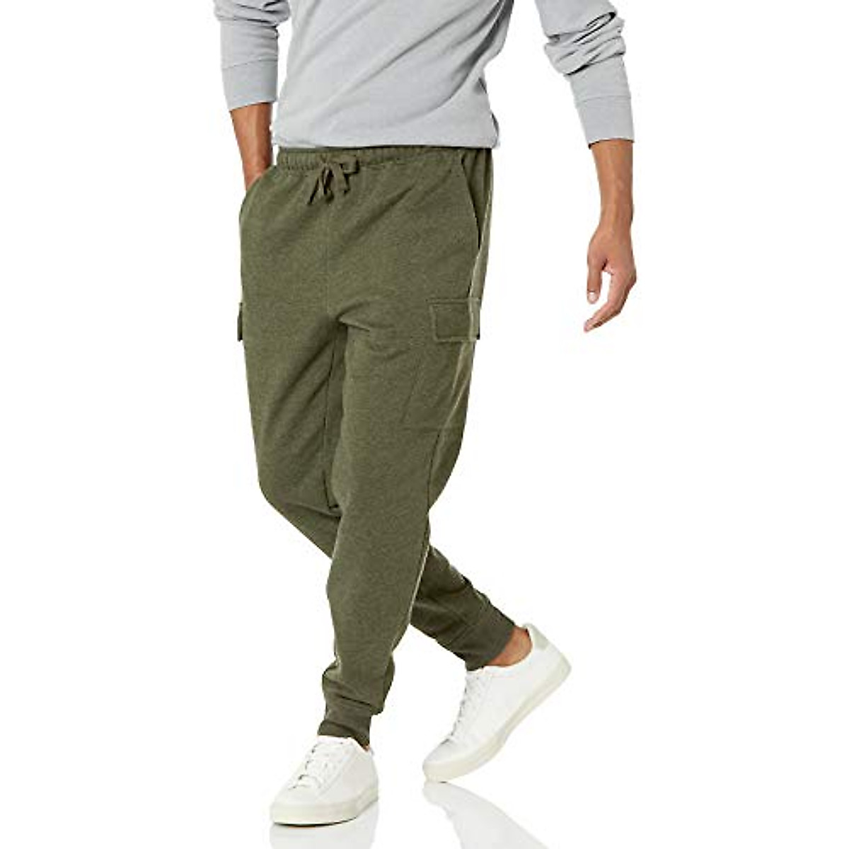 Amazon Essentials Cargo Sweatpants for Men - Fleece Jogger, Olive Heather, Medium
