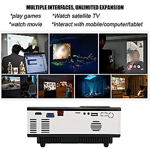 VS314 Mini Projector, 1500 Lumens HD Video Projector 180'' Home Cinema LCD Movie Projector with Remote Control Support 1080P External Phone Sync Screen Micro Projecting for Home Entertainment (US)