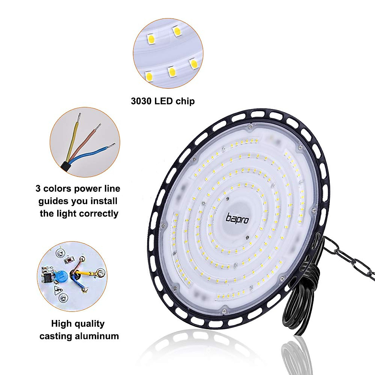 bapro 10 Pack 100W UFO LED High Bay Light Factory Warehouse Industrial Lamp, 6500K Daylight White LED Commercial High Bay Light Workshop Light Garage Light, Fast Dispatch from USA (100W, 10 Pack)