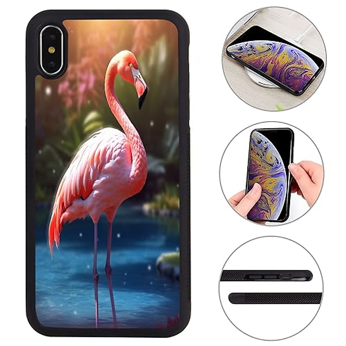 Elgzigok Black TPU Case Fits iPhone Xs Max with Flamingo-aa18 Pattern Design Black Soft TPU Slim Fit Anti Scratched Protection Cover Case for iPhone Xs Max
