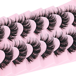 Half False Eyelashes Natural Look Lashes Cat Eye Lashes Wispy Eyelashes with Clear Band 3D Curly Fake Lashes Pack by Focipeysa