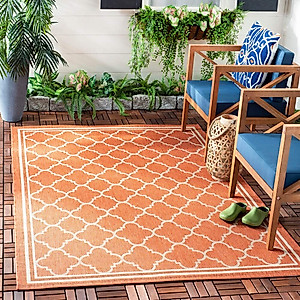SAFAVIEH Courtyard Collection 2'3" x 6'7" Navy/Beige CY6918 Trellis Indoor-Outdoor Waterproof Easy-Cleaning Patio Backyard Mudroom Runner-Rug