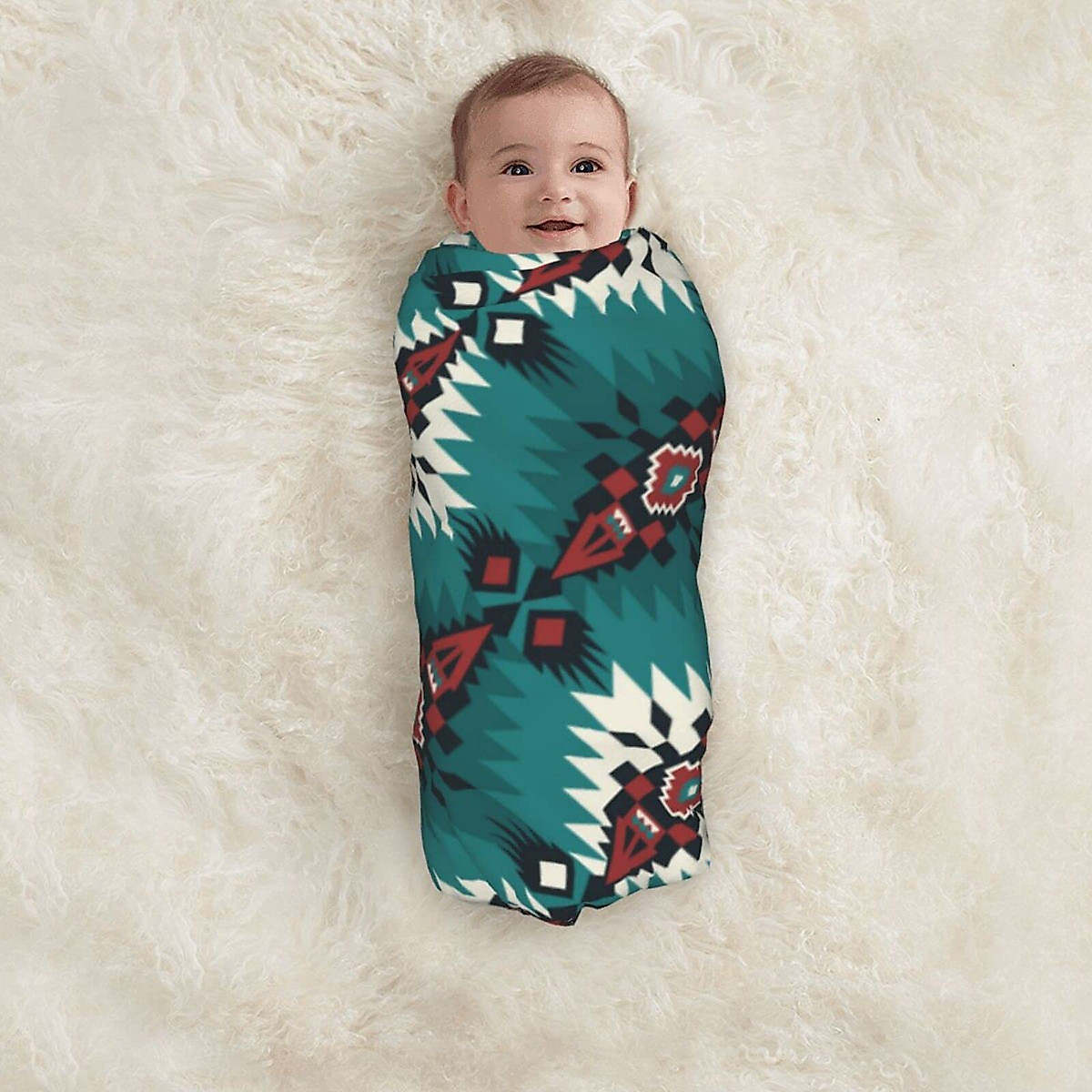 Western Native Southwest Aztec Navajo Baby Swaddle Blanket Newborn Baby Swaddle Blankets Receiving Muslin Blanket Swaddling Wrap Silky Soft Gift for Boys Girls