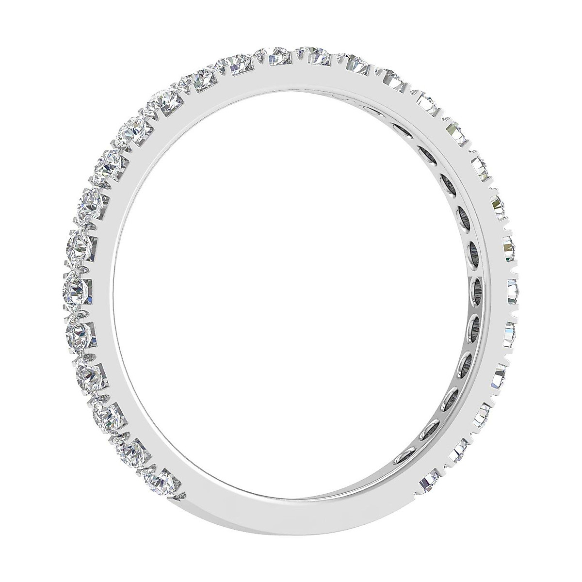 1/2 Carat Diamond Wedding Band Ring in 14K White Gold (Ring Size 6) (I1-I2 Clarity)