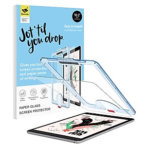 Hocents. Paperfeel Glass Screen Protector Compatible with iPad 9th/8th/7th Generation 10.2 inch, EZ Kit, Auto-Alignment Tool