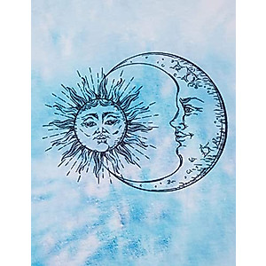 Remidoo Women's Short Sleeve Sun and Moon Print Tie Dye T Shirt Top Casual Tees Loose Blouse Blue Medium