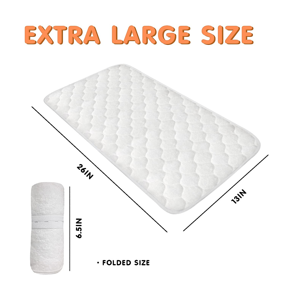 Waterproof Changing Pad Liners, 26" x 13" Hypoallergenic & Reusable Ultra Soft Changing Table Cover Liners , 3 Pack Portable Baby Diaper Change Mat - White