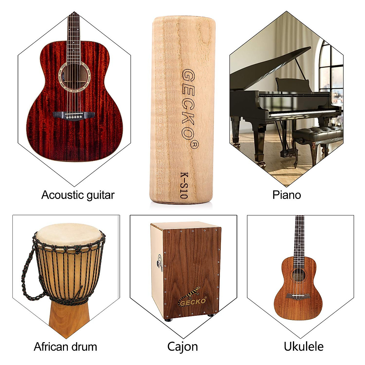 GECKO Maracas Sand Hammer Percussion Shaker Instrument, Wooden Natural Maracas for Adults, Used in Live Performances and Concerts, Suitable for Kahun Drummers, Guitarists and Singers