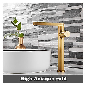 TOCOCO Basin Faucet Waterfall Bathroom Faucet Single Handle Basin Mixer Faucet Bathtub Antique Faucet Brass Sink Gold Black Faucet (Color : Antique-high)