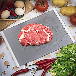 starchain Kitchen Frozen Meat Defrost Tray - Thermally Conductive Aluminum Defrost Plate - Large Defrost Defrost Tray for Frozen Fish, Frozen Beef, Frozen Chicken