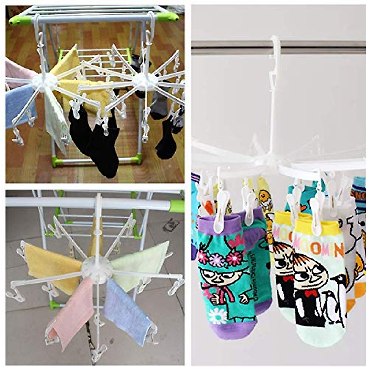 DurReus Foldable Clip Drip Laundry Hanger Portable Plastic Hanging Dryer with 20 Clips for Drying Cloth Diapers,Baby Clothes,Bras,Underwear,Hat,Gloves,Socks