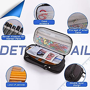 Ludato Big Capacity Pencil Pen Case Organizer Canvas Pencil Pouch Bag for Teen Boys Girls College School and Office Supplies -Black