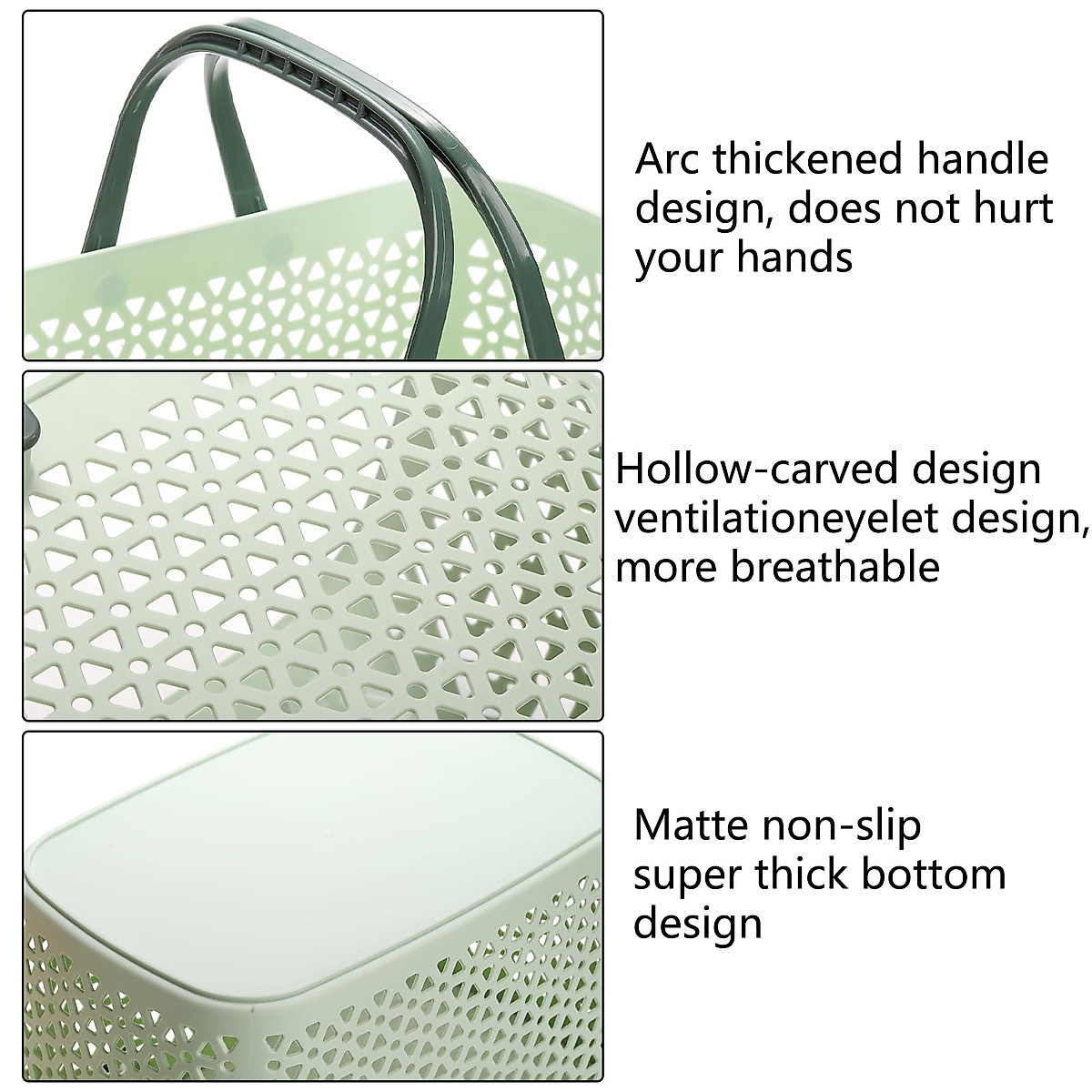 Hedume 2 Pack Portable Shower Caddy Basket, Plastic Organizer Storage Tote with Handle, Plastic Storage Caddy Basket for Bathroom, College, Dorm, Kitchen, Camp, Gym, Garden, Cleaning Supplies