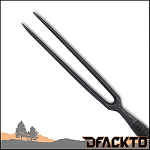 DFACKTO Interceptor 10-Inch Butcher Knife, 7-Inch Carving Fork, 8-Inch Honing Steel for Outdoors, Black Tactical G10