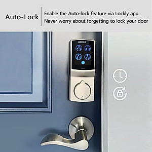 Lockly Secure Plus, Keyless Entry Door Lock, Smart Locks for Front Door, Smart Lock Deadbolt, PIN Genie® Keypad, 3D Biometric Fingerprint Sensor, Auto Lock Smart Door Lock (Satin Nickel)