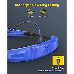 Glocusent LED Neck Reading Light, Book Light for Reading in Bed, 3 Colors, 6 Brightness Levels, Bendable Arms, Rechargeable, Long Lasting, Perfect for Reading, Knitting, Camping, Repairing