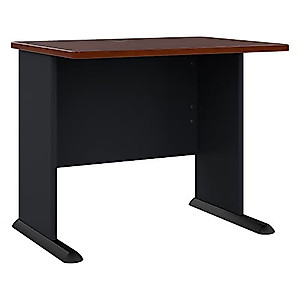 Bush Business Furniture Series A 36W Desk in Hansen Cherry and Galaxy,Black and Brown