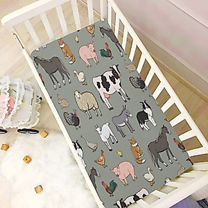 Kigai Farm Animals Crib Sheets for Boys or Girls,Soft and Breathable Crib Sheets 28x52 Inch
