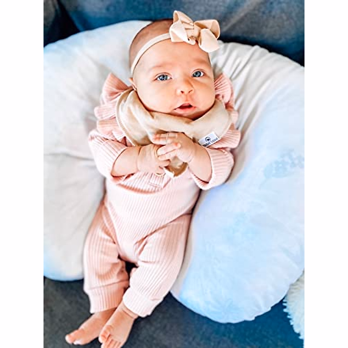 Diaper Squad 100% Organic Cotton Neutral Solid 10-Pack Baby Drool Bandana Bibs for Boys and Girls, Plain Colors