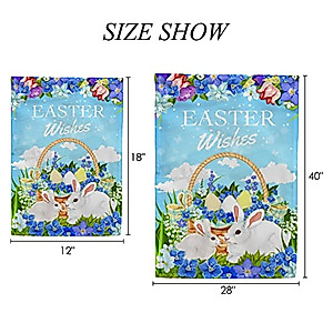 My Little Nest Seasonal Garden Flag Easter Egg Basket Bunnies Double Sided Vertical Garden Flags for Home Yard Holiday Flag Outdoor Decoration Farmhouse Banner 28"x40"