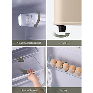 KRIB BLING 3.5 CU.FT Compact Refrigerator 2 Door Mini Fridge with Freezer, Mini Refrigerator with Removable Glass Shelves Small Drink Food Storage Cooler for Office, Dorm, Apartment, Cream