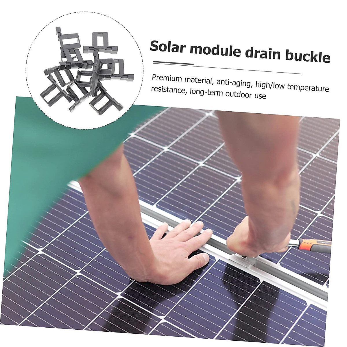 VILLCASE 30 Pcs Solar Drainage Buckle Clip Holder Solar Panel Water Clip Solar Panel Clamps Solar Panel Cleaning Solar Panel Water Clamp Solar Stagnant Clamp Automatic Battery Abs