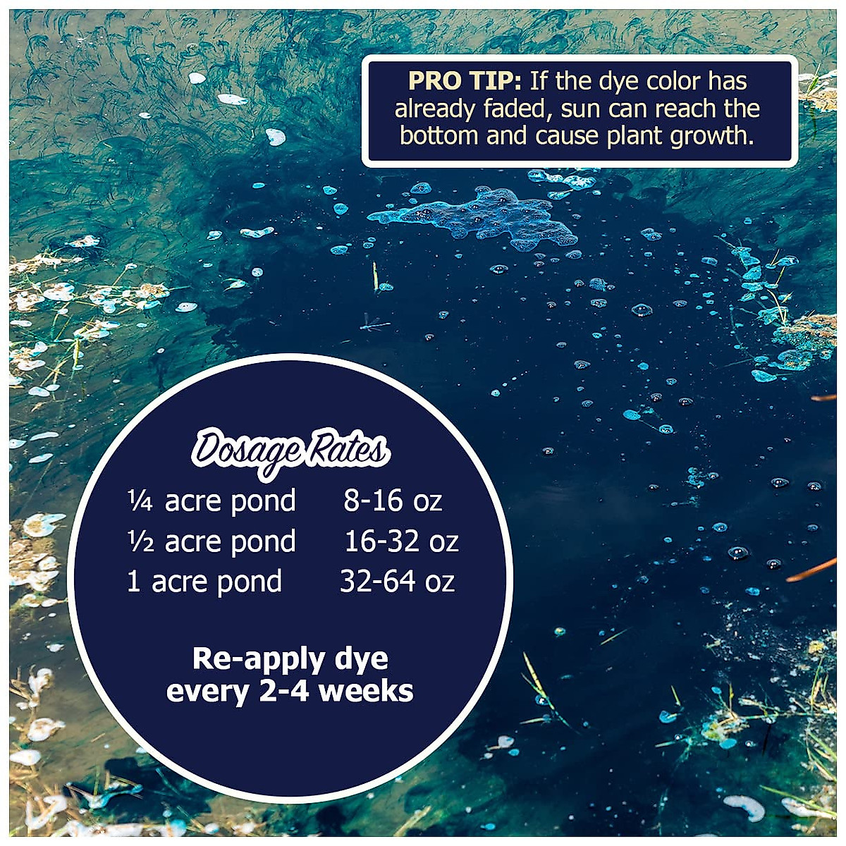 Natural Waterscapes Pond Dye - Midnight Blue Super Concentrate- 1 Quart Treats 1 Acre up to 6 Feet Deep, Dark Natural Looking Blue Pond Dye- Mix of Bright Blue Dye and Black Dye (1)
