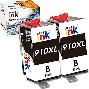st@r ink Upgraded Compatible Ink Cartridge Replacement for HP 910XL 910 XL hp910 hp910xl Work with OfficeJet 8025 8035 8022 8020 8028 8025e 8035e Printer(Black) 2 Packs