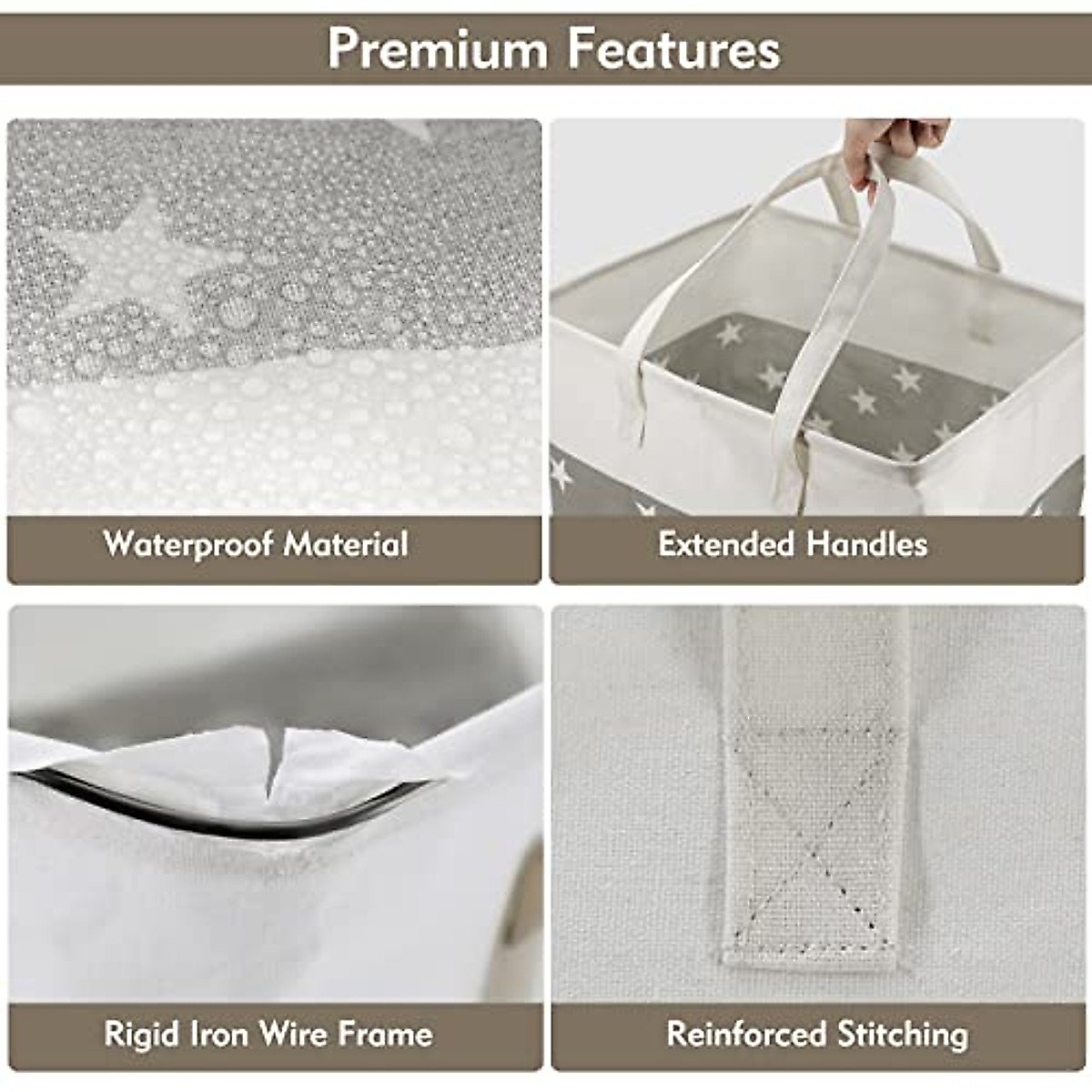 Lifesela 2-Pack Large Laundry Basket, 80L Collapsible Laundry Hamper with Extended Handles, Waterpoof Clothes Hampers for Laundry, Freestanding Tall Laundry Bin for Bedroom, Bathroom, Dorm, Grey