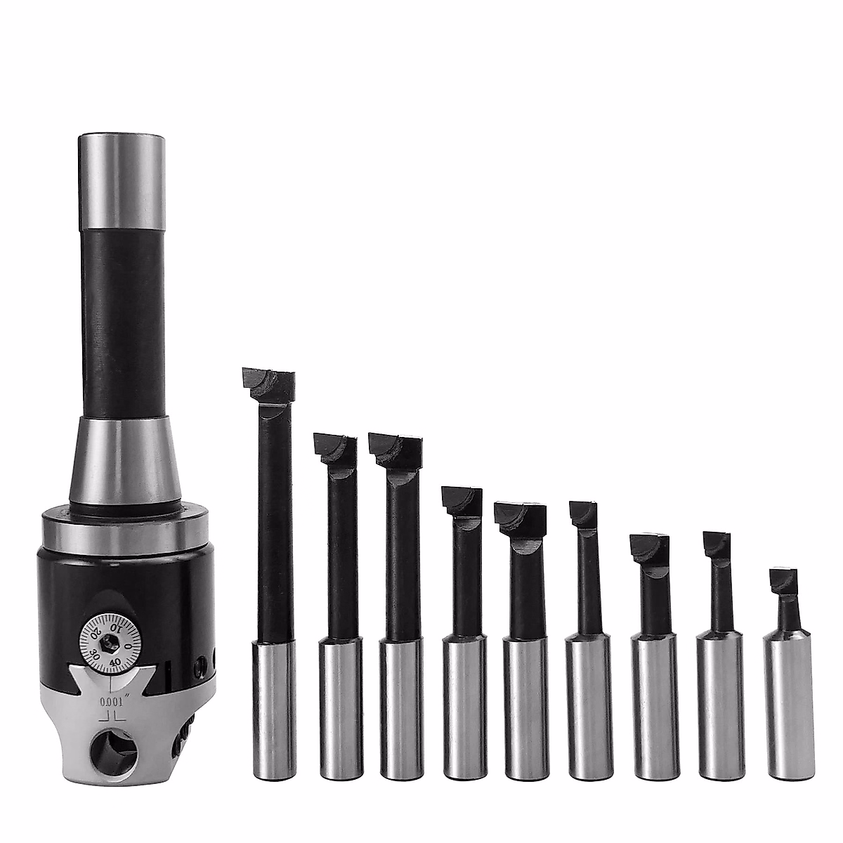 9 PCS 2 Inches Boring Head R8 Shank 1/2 Inches Carbide Boring Milling Set Bar Set Fit for Bridgeport Milling Machine