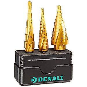 Amazon Brand - Denali 3-Piece Step Drill Bit Set, 1/8-1/2", 3/16-1/2", 3/16-7/8"